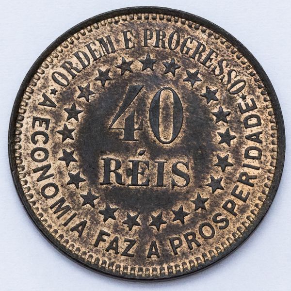 Moeda Brasil, Ensaio Monetário, 40 réis 1889 em cobre,