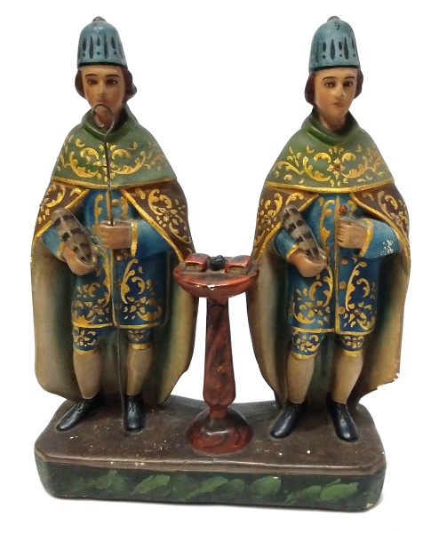 ANTIGA IMAGEM EM ESTUQUE PINTADO A CORES, REPRESENTANDO